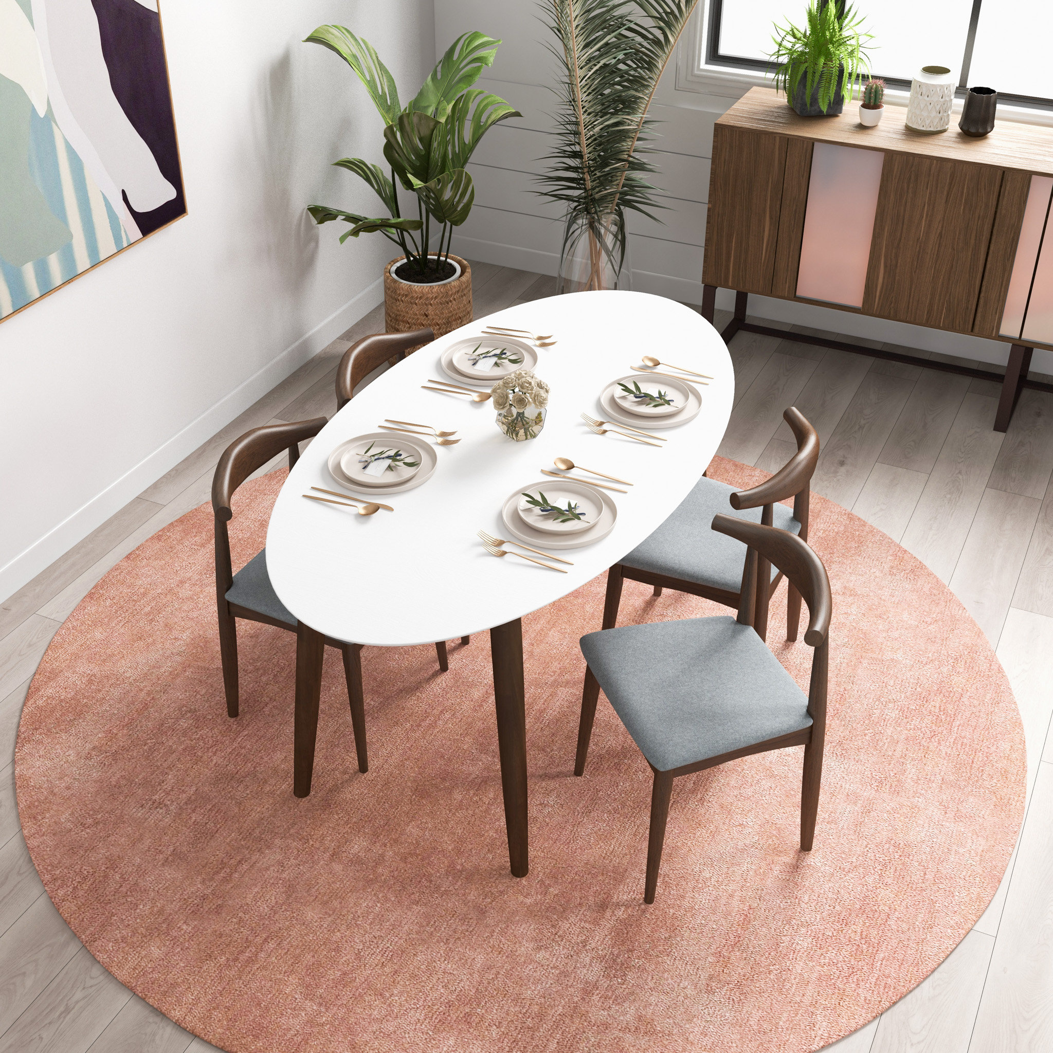 Corrigan Studio Kenzlynn 4 Person Eucalyptus Solid Wood Dining Set Wayfair